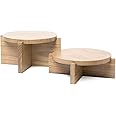 Amazon.com: AERLO Natural Wood Riser Set of Two - Large 10” Round ...