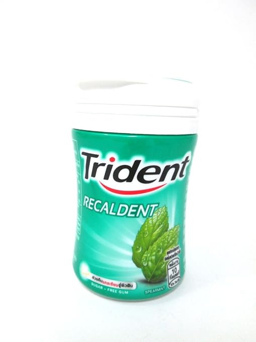 New Trident Recaldent Calcium Gum Sugar-free Spearmint Made in Thailand ...