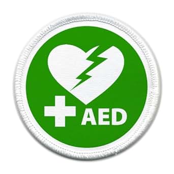 Amazon.com: AED Defibrillator Certified Green 4 inch White Rim Sew on ...