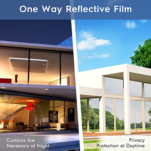 rabbitgoo One Way Window Film Daytime Privacy Mirror Window Tint for Home Office, Heat Control ...
