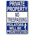 Amazon.com: SIGNCHAT Private Property No Trespassing Violators Will Be ...