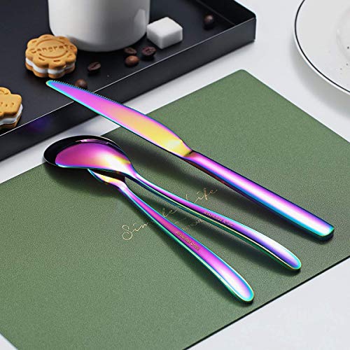 Rainbow Flatware Set 20 Pieces, Stainless Steel Colorful Silverware Set ...