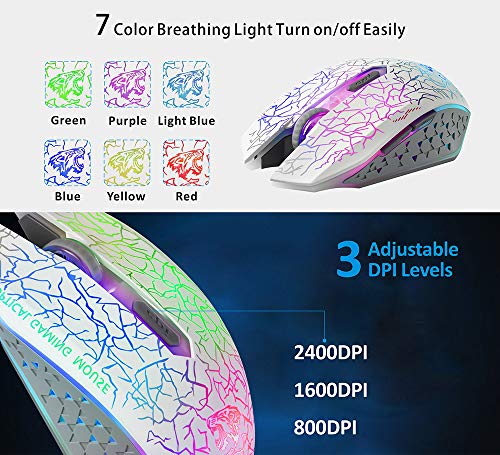 TENMOS M2 Wireless Gaming Mouse, Silent Rechargeable Optical USB ...