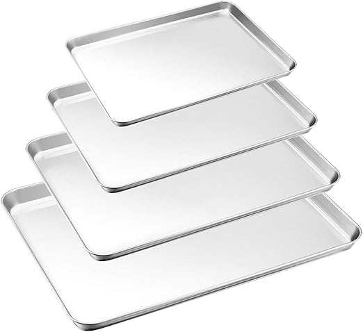 Baking Tray Set of 4, HaWare Stainless Steel Baking Sheet –Rimmed Pan ...
