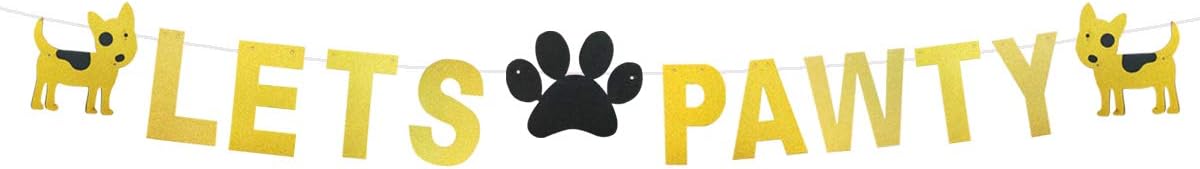 Amazon.com: MC TTL Glitter Lets Pawty Banner,Dog Party Banner Pet ...