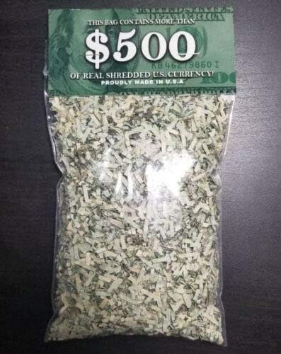 Amazon.com: 100% Real Shredded Money | Big 2oz+ Sealed Bag with $500 ...