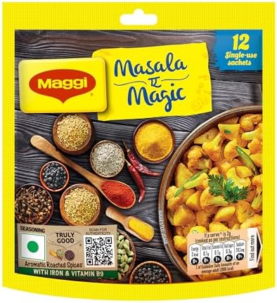 MAGGI Masala-ae-Magic Vegetable Masala, 72g Pouch (6g x 12 Sachets) | All in One Masala for Dry ...