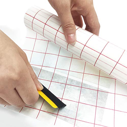 wall26 12"x15' Clear Vinyl Transfer Paper Tape w/Red Alignment Grid ...