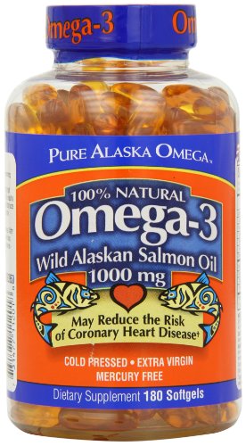 Pure Alaska Omega-3 Wild Alaskan Salmon Oil 1000mg Softgels 180-Count