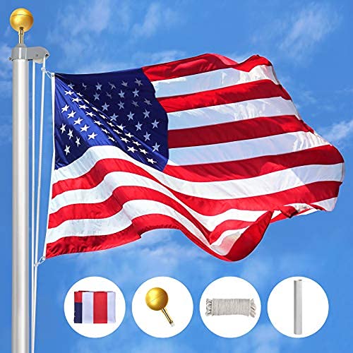Klvied 30FT Flag Pole, Heavy Duty Aluminum Flagpole Kit Fly 2 Flags ...