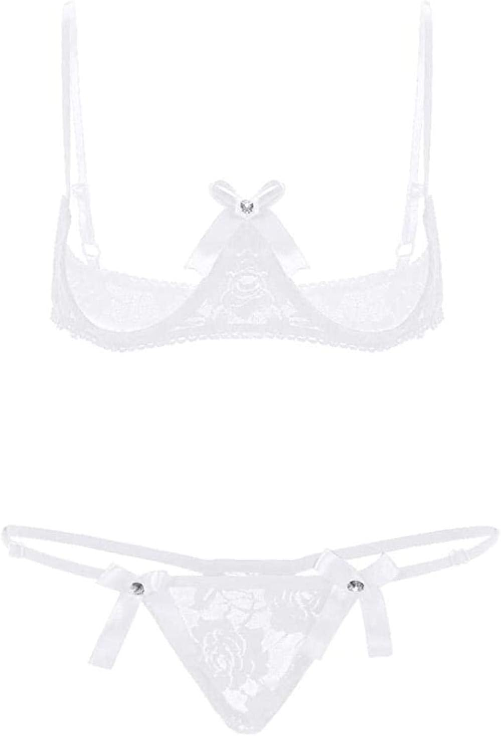 DSQK Ropa de Dormir erótica para Mujer, Tanga Sexy, lencería de Encaje Transparente, Pechos ...