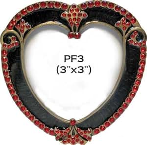 Amazon.com - Vintage Heart Shaped Red Rhinestones Accent Black Enamel ...