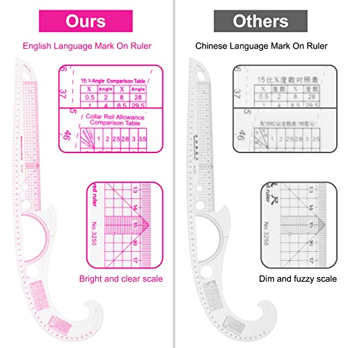 13PCS Styling Sewing French Curve Ruler Set, Dress Makers Ruler Clear ...