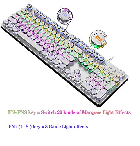 Mechanical Keyboard LED Backlit Retro USB Keyboard -Blue Switch - Retro ...