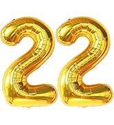 Amazon.com: Giant, Gold 22 Balloon Number - 40 Inch | Gold 22 Birthday ...