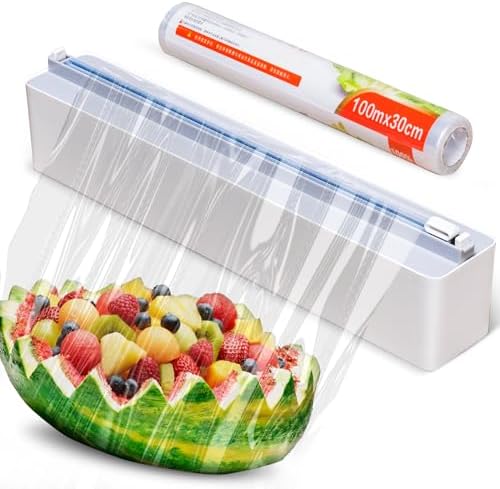 Refillable Magnetic Plastic Wrap Dispenser with Slide Cutter, Tin ...