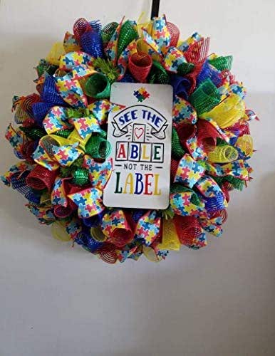 Amazon.com: Autism Awareness Wreath, Front Door Wreath, Deco Mesh ...