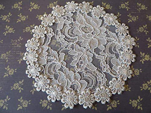 Amazon.com: Handmade grey lace hair doily head cover with daisy trim ...