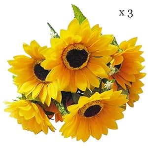 Amazon.com: Calcifer 3 Sets(7 Stems/Set) 10.63'' Sunflowers Artificial ...