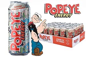 Amazon.com : Popeye Energy- Poppin' Peach Mango, Energy Drink, 24-pack ...