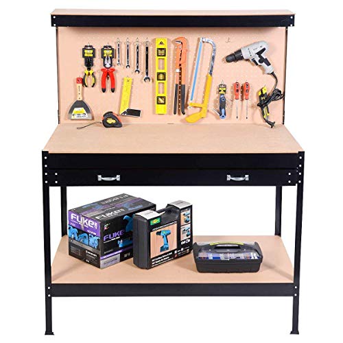 Goplus Steel Workbench Tool Storage Work Bench Workshop Tools - Want It All
