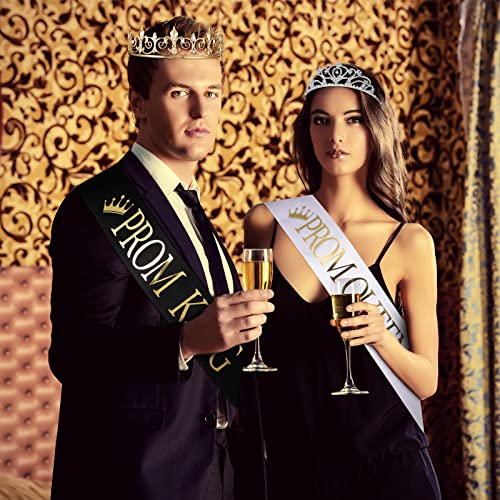 Prom Bridal Crown Shiny Prom Queen and King Satin Sash Crowns King and ...