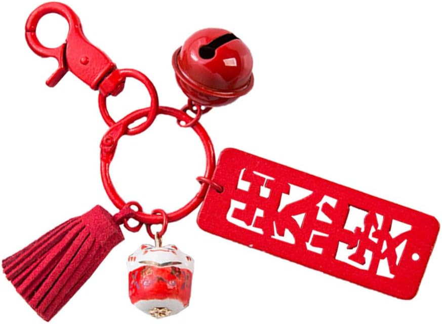 Happyyami Año Nuevo Llavero Daruma Good Luck Keychain Japanese Cat Bell ...