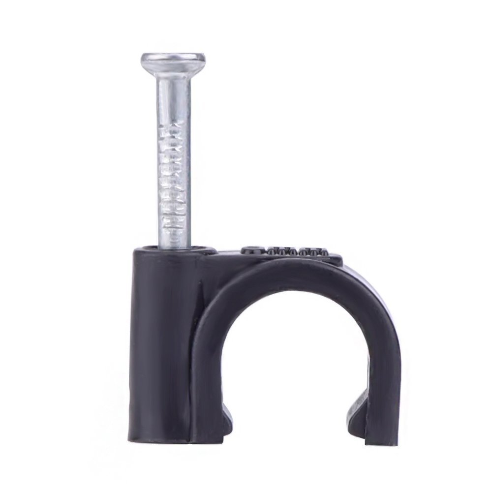 8mm Round Steel Nails Cable Clips, Black (Pack of 100): Amazon.co.uk ...