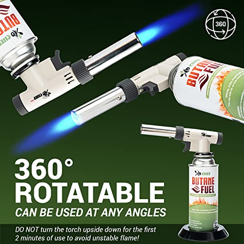 Jo Chef Pro Butane Torch - Refillable Torch Lighter Head, Hand Held ...
