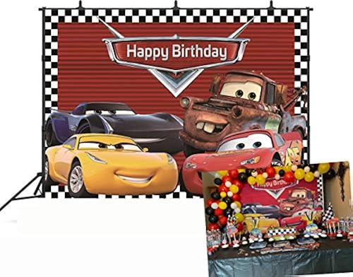 GYA 7x5ft Cartoon Racing Mobilization Birthday Themed Backdrops Racing ...