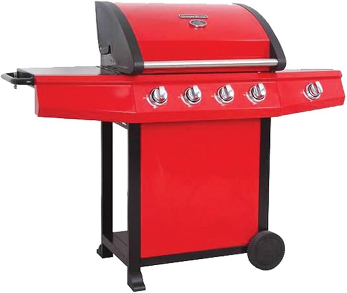 Mastercook Gourmet 600 Deluxe 4 Burner BBQ with Side Burner - Red ...