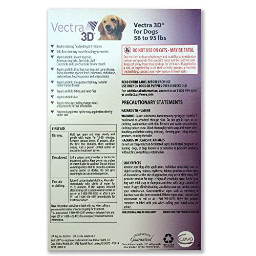 Vectra 3D PURPLE for Dogs 56-95 lbs - 6 Doses - For Sale Online ...