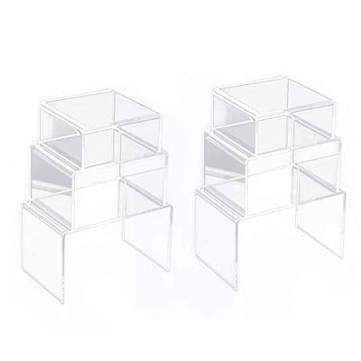 Buy Wang-Data 6 Pcs Clear Acrylic Display Risers Jewelry Display Risers ...