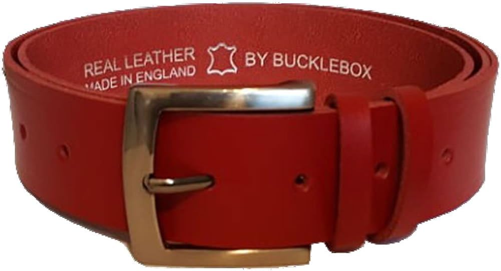 Bucklebox Leather Belt with Detachable Buckle 1½" wide (38mm) - Red ...