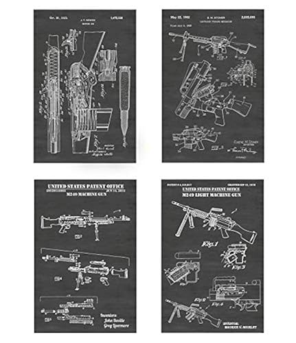 Machine Guns - M240, M249, AR-15, Garand - Wall Decor Collection: Set ...