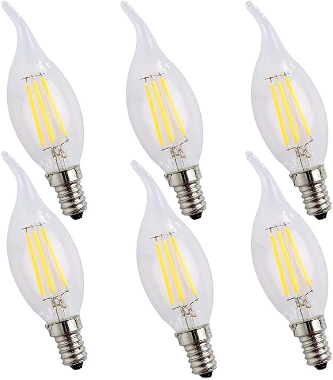 Ampoule LED Filament 4W, Forme Flamme, Ampoule E14 Petite vis Edison, Equivalent 40W, Blanc ...