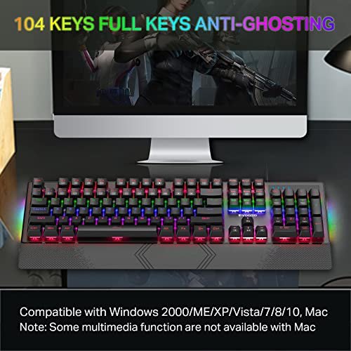 Mechanical Keyboard, E-YOOSO Mechanical Gaming Keyboard 104 Keys ...