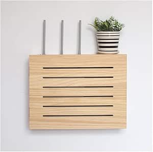 Nordic Wood Wall-Mounted Router Storage Box Solid Wood WiFi Modem ...