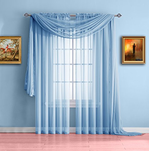 Buy Warm Home Designs Extra Long Baby Blue Sheer Window f. Valance ves ...