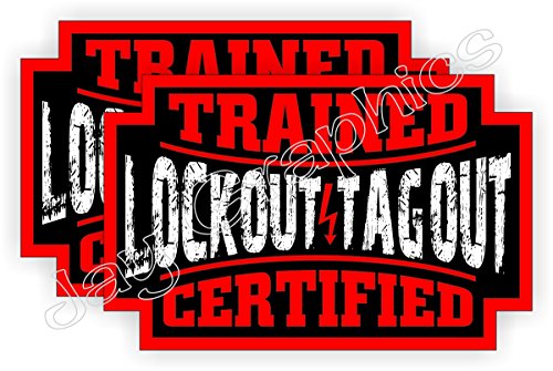 Pair Lockout Tagout Trained Certified Hard Hat Stickers Safety Helmet ...