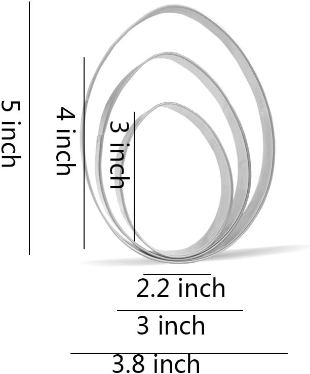 Large Egg Cookie Cutter Set – 5”,4”,3” – 3 Piece – Stainless Steel ...