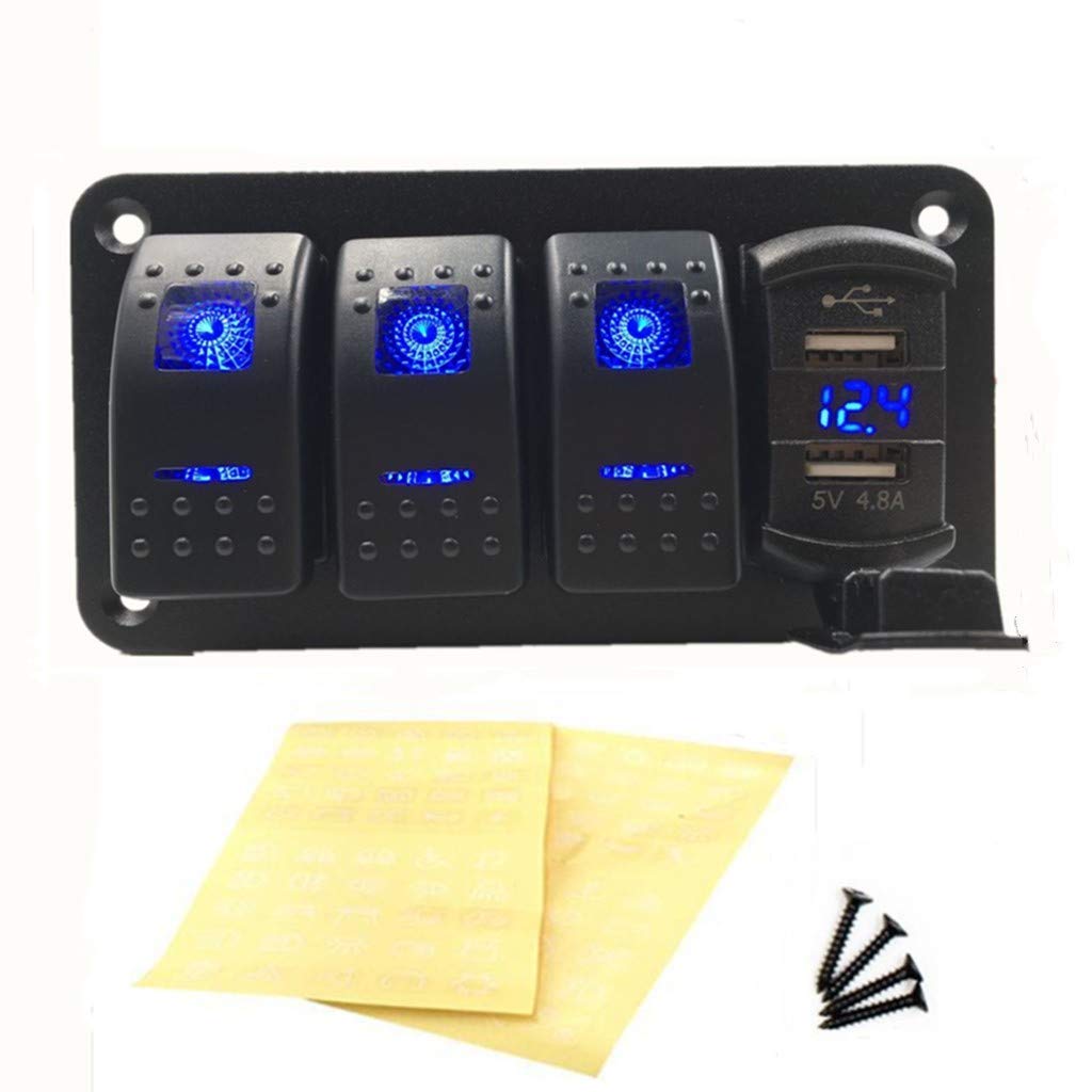 Switchtec 2 3 5 7 Gang Rocker Switch Panel With 4.8 Amps Dual USB ...