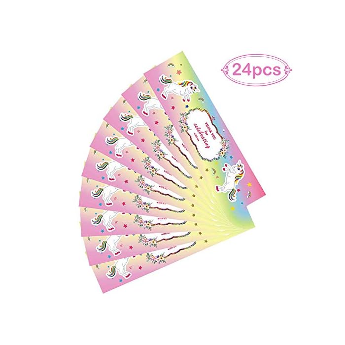 Buy AerWo 24pcs of Rainbow Colour Unicorn Water Bottle Labels Water ...