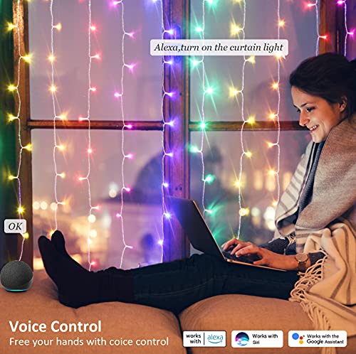 Smart Led Curtain Lights, 9.8ft x 9.8ft WiFi RGB Color Changing Window ...