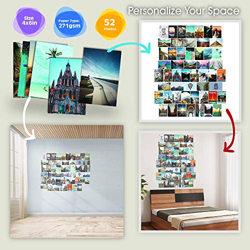Travel Theme Picture Wall Collage Kit Aesthetic | 50 Prints 4x6 in Set ...
