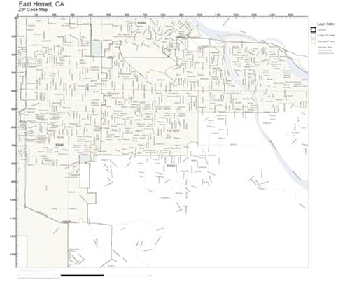 ZIP Code Wall Map of East Hemet, CA ZIP Code Map Laminated in Saudi ...