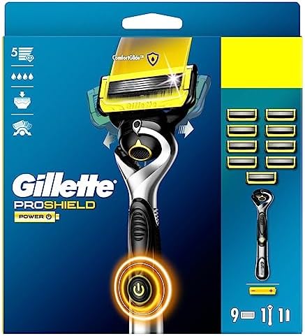 Gillette ProShield Power Men's Razor + 9 Razor Blade Refills with ...