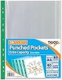 100 Pack of A4 Large Extra Capacity Strong Plastic Poly Punch Pockets ...
