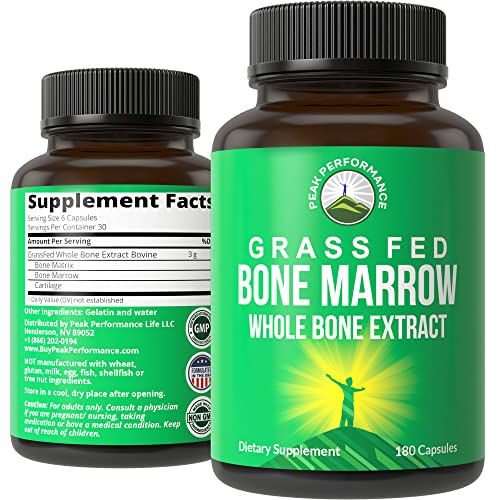 Peak Performance Grass Fed Bone Marrow - Whole Bone Extract Supplement ...