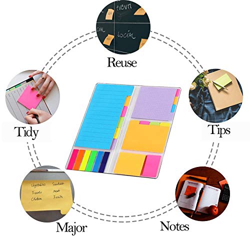 Colored Sticky Note Set,WELZA Deluxe Divider Self-Stick Notes Pads ...